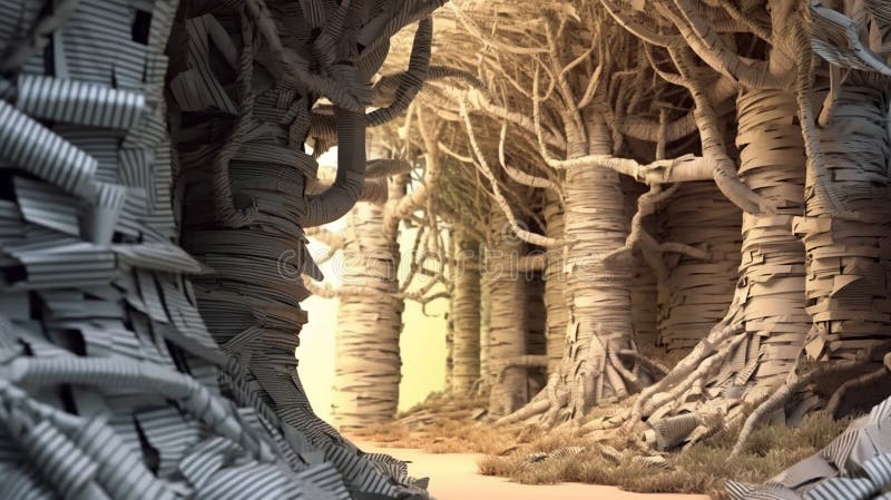 Fantasy Forest with Paper, Natural Forest Paper Tree , Old Newspaper ...