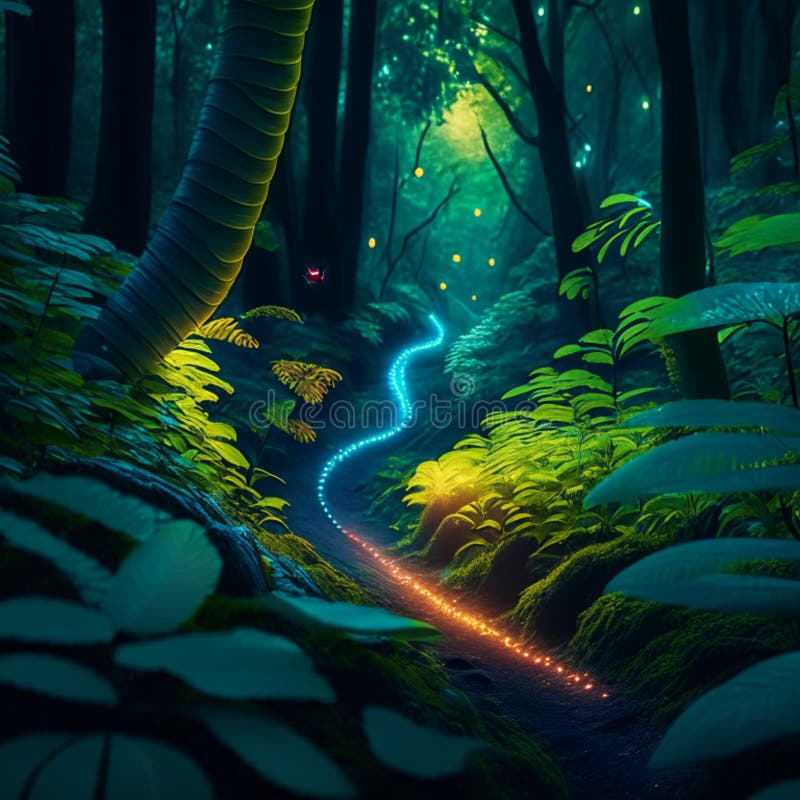Fantasy Forest with a Path through the Forest. 3d Rendering Generative ...