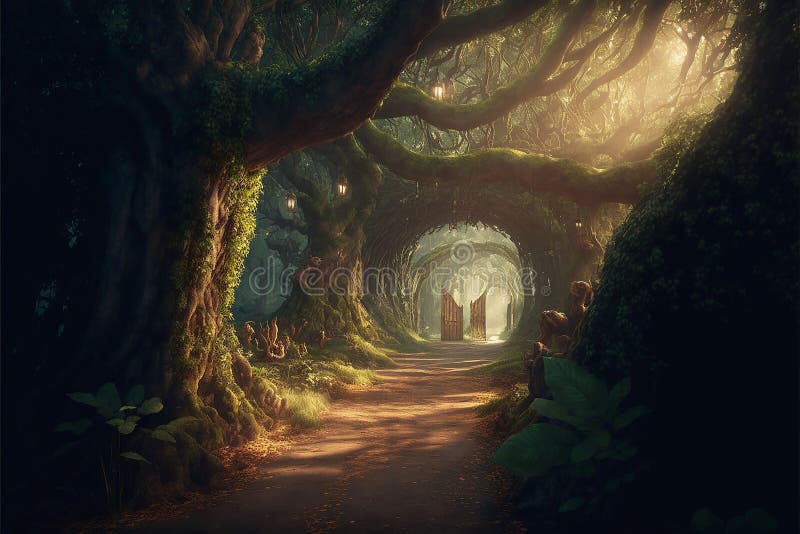 Fantasy Forest Pathway AI Generated Stock Illustration - Illustration ...