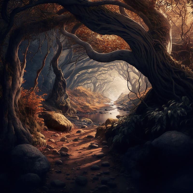 Fantasy Forest Pathway AI Generated Stock Illustration - Illustration ...