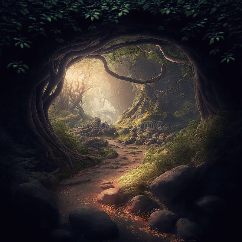 Fantasy Forest Pathway AI Generated Stock Illustration - Illustration ...