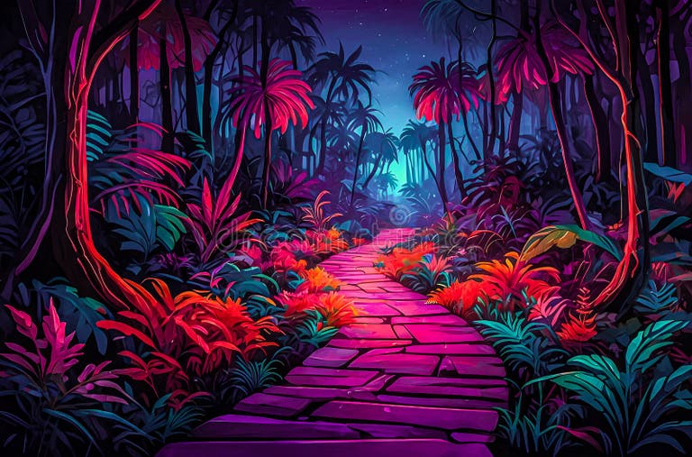 Fantasy Forest Pathway at Sunset Step into a Magical Forest Stock ...