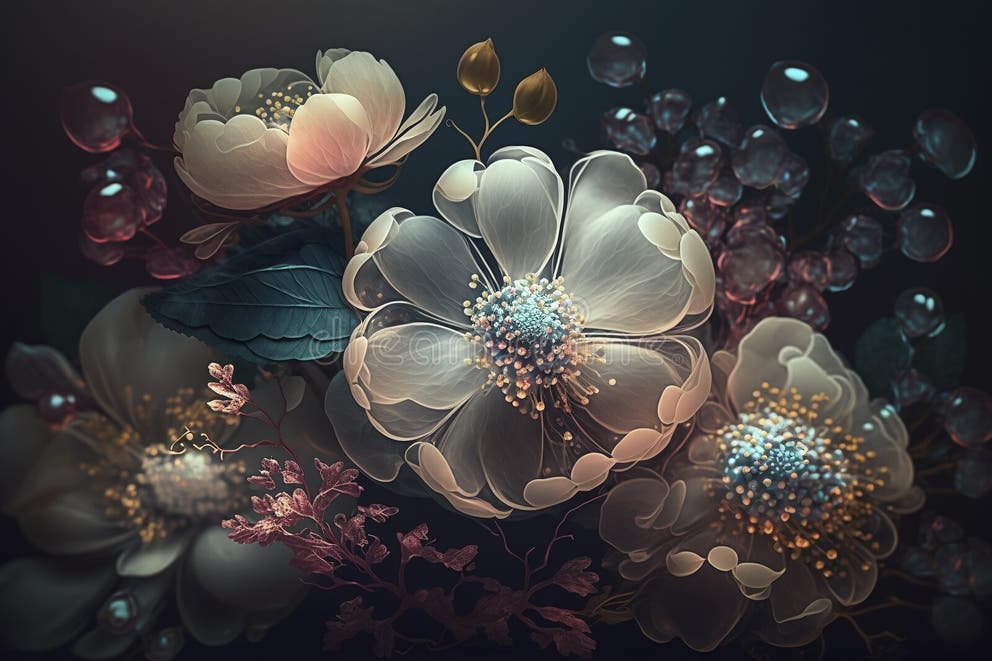 Fantasy Fragile Flower Composition Created by Generative AI Stock ...
