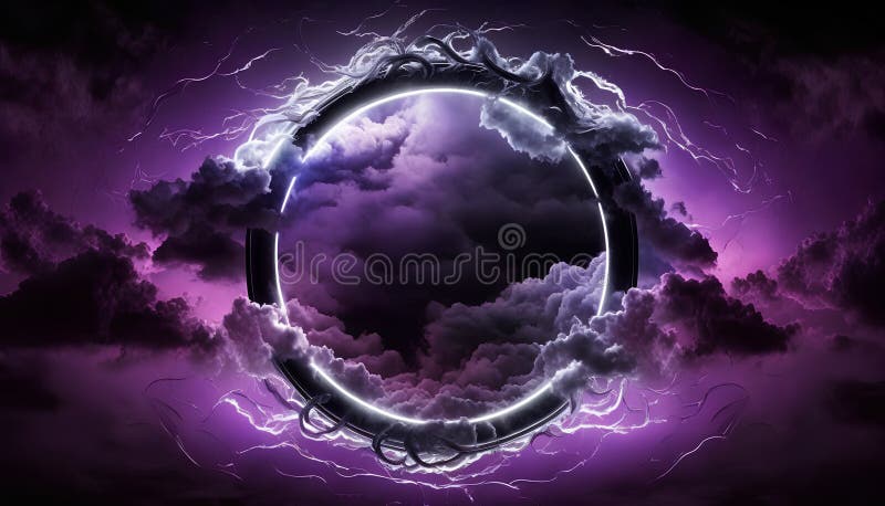 Fantasy Frame with Lightning in the Night Sky. 3D Rendering Stock ...