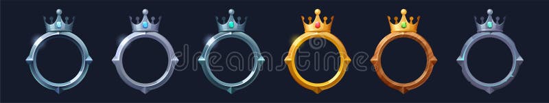 Fantasy Frames with Crown for User Avatar in Game Stock Illustration ...