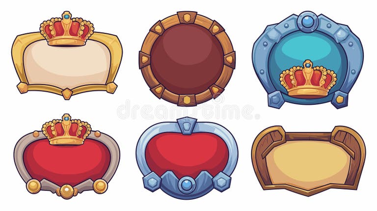 Fantasy Frames with Crown for User Avatar in Game Interface. Vector ...