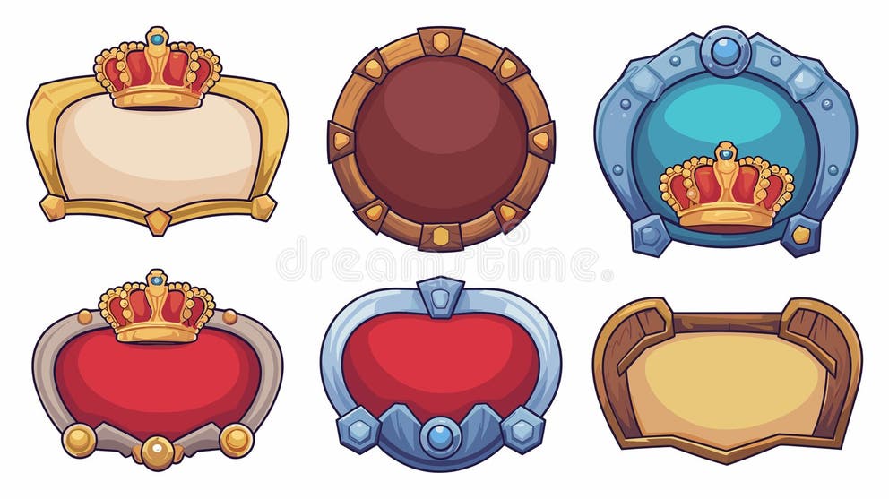 Fantasy Frames with Crown for User Avatar in Game Interface. Vector ...