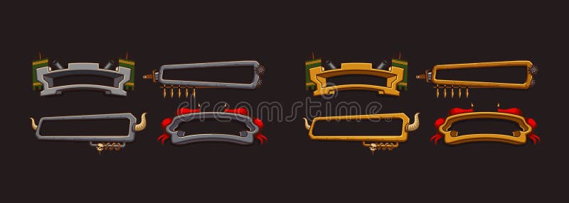 Fantasy Frames with Medieval Weapon for Rpg Game Ui Design. Vector ...