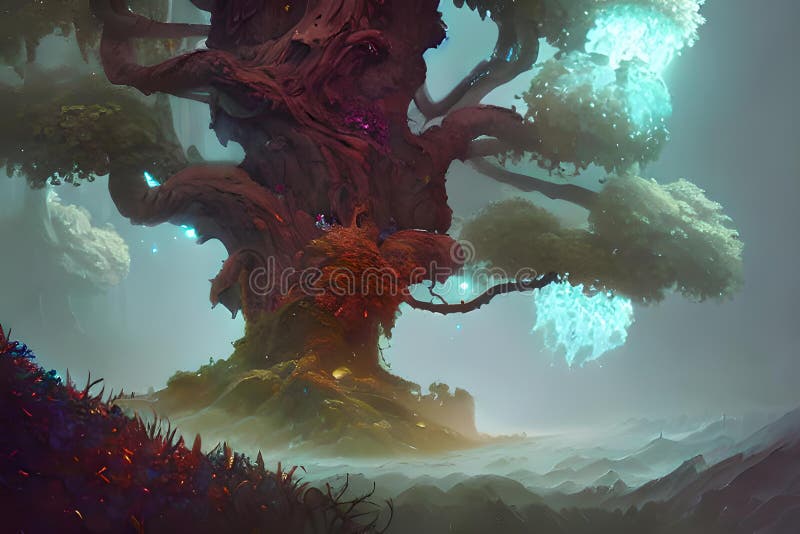 Fantasy Frontier and Forest.Generative AI Stock Illustration ...