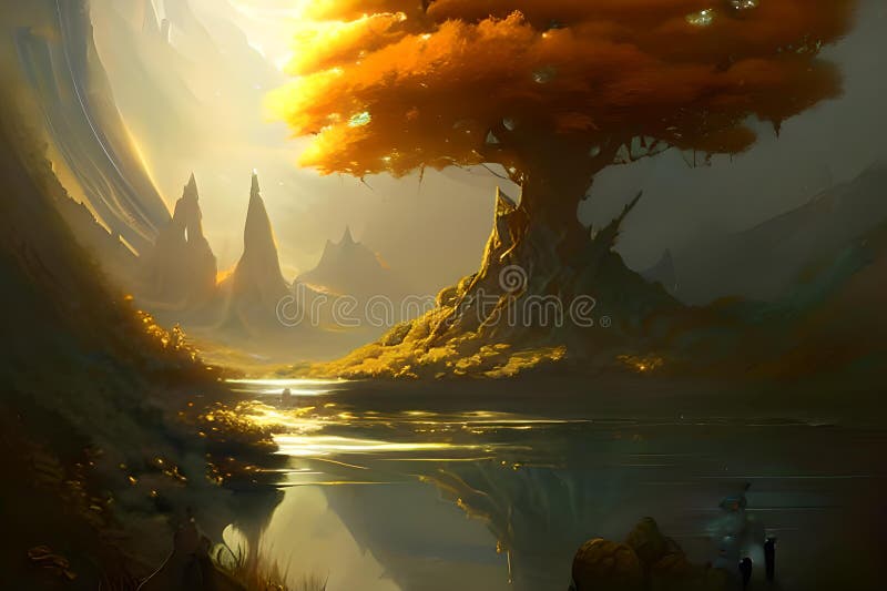 Fantasy Frontier.Generative AI Stock Illustration - Illustration of ...