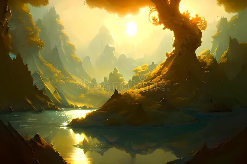 Fantasy Frontier.Generative AI Stock Illustration - Illustration of ...