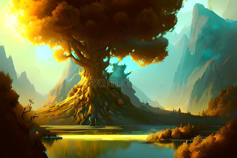 Fantasy Frontier.Generative AI Stock Illustration - Illustration of ...