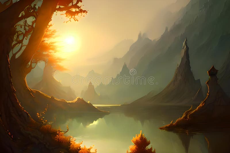 Fantasy Frontier.Generative AI Stock Illustration - Illustration of ...