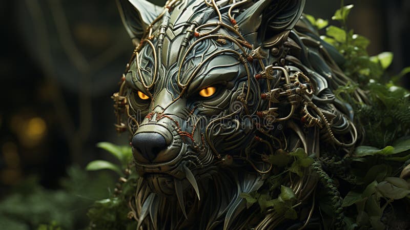 Fantasy Futuristic Dog. Beaded Mad Dog on the Fantasy Forest Stock ...