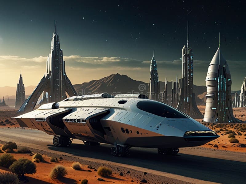 A Fantasy Futuristic Space Craft Generated by AI. Stock Illustration ...