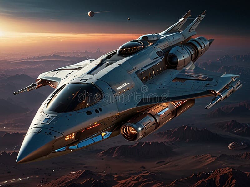 A Fantasy Futuristic Space Craft Generated by AI. Stock Illustration ...