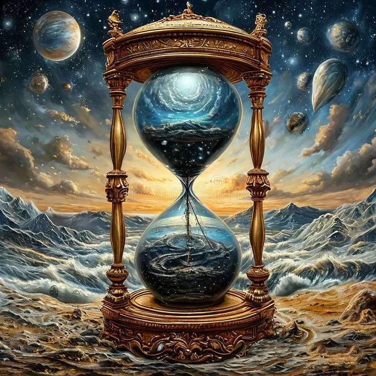 Galactic time clock stock illustration. Illustration of night - 354684889