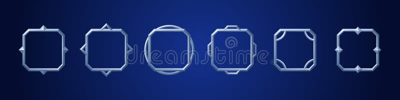 Fantasy Game Avatar Frames with Silver Border Stock Vector ...