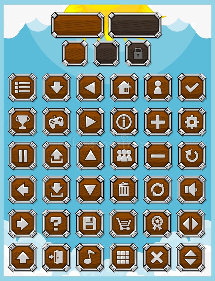 Fantasy Game Button Complete Set Stock Vector - Illustration of sprite ...