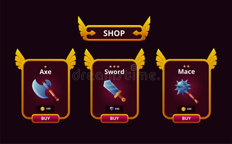 Fantasy Game Cards. Medieval UI Frames. Gaming Shop Interface. Arcade ...