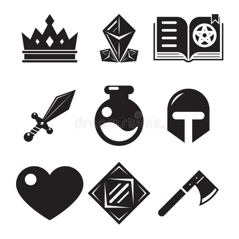 Fantasy game icons stock vector. Illustration of decoration - 47429426