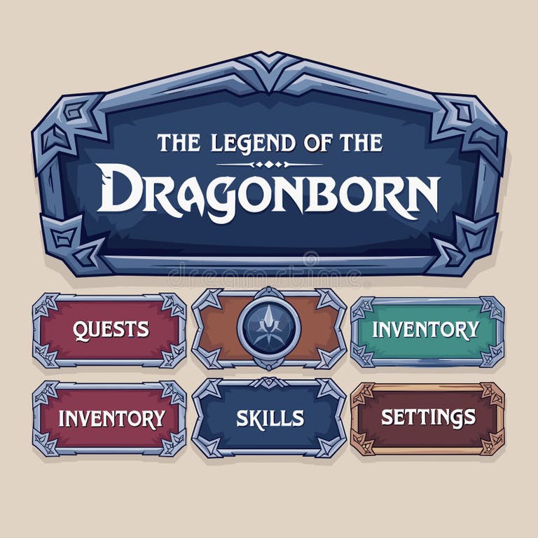 Fantasy Game Interface Design: the Legend of the Dragonborn Stock ...