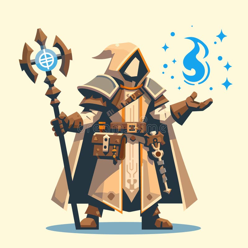 Fantasy game mage stock illustration. Illustration of costume - 347207990