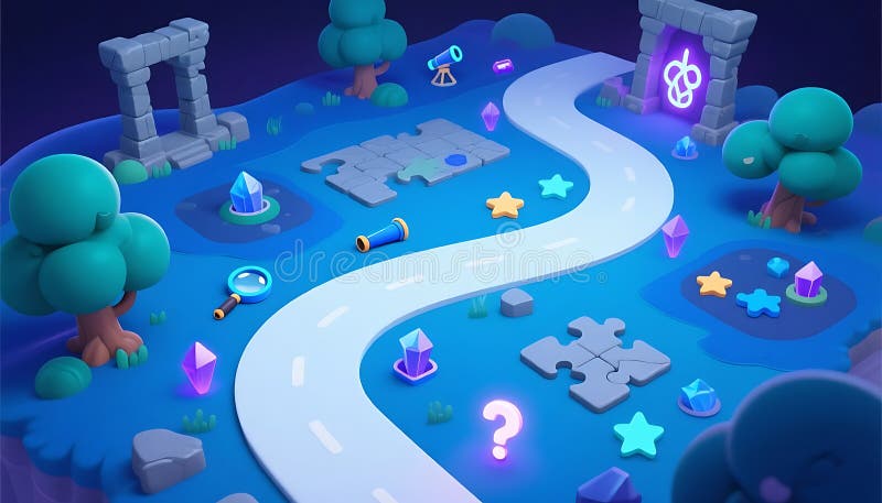 Fantasy Game Map Illustration a Vibrant Cartoon Style Illustration of a ...
