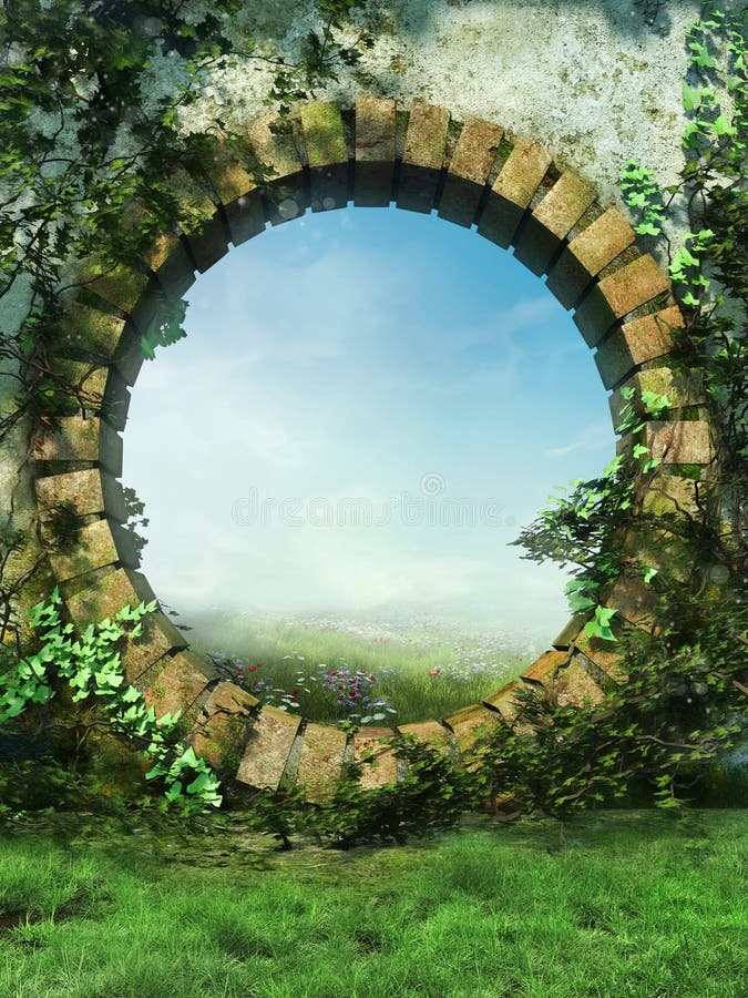 Fantasy Garden Wall Gate Stock Illustrations – 303 Fantasy Garden Wall ...