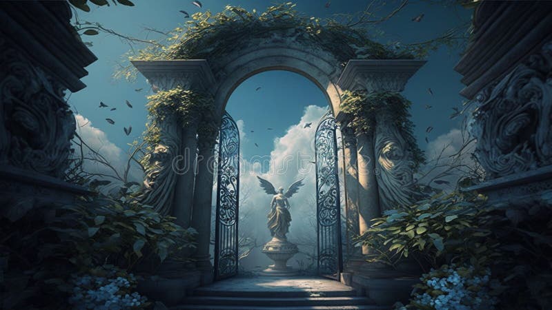 Fantasy Gate of Castle Medieval Stock Illustration - Illustration of ...