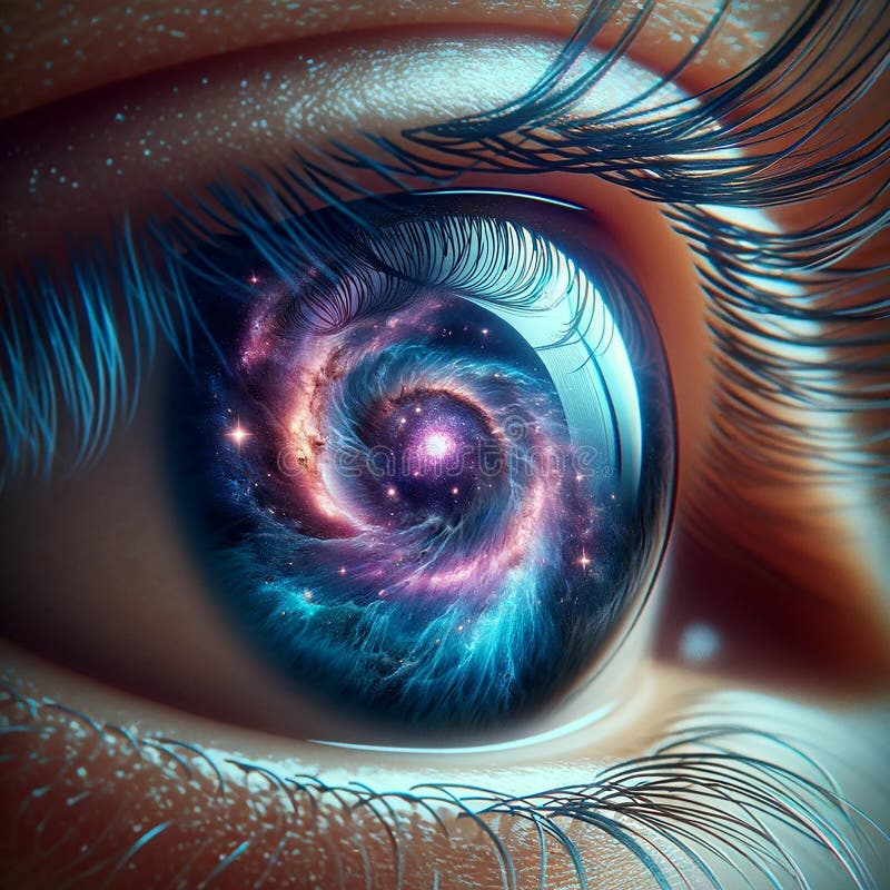 Fantasy Generative AI. Reflection of the Galaxy in the Human Eye Stock ...
