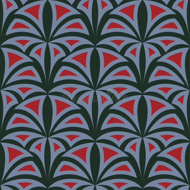 Fantasy Geometric Red and Gray Elements on Dark Green Background. Fancy ...