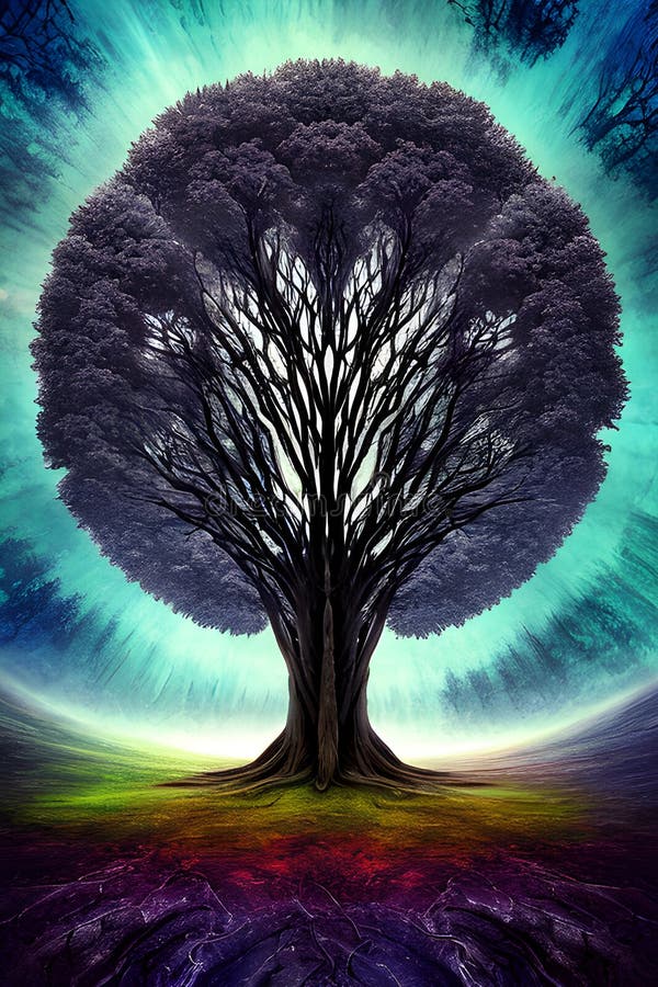 Fantasy Giant Enchanted Tree Generated by Ai Stock Illustration ...