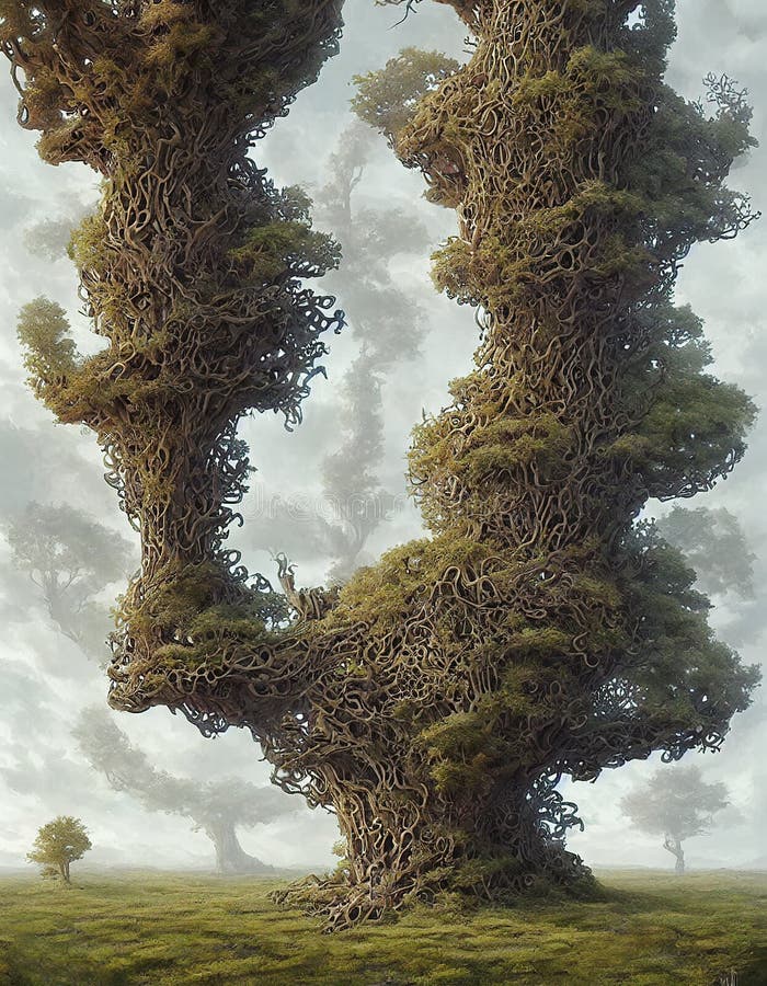 Fantasy Giant Prehistoric Tree Stock Illustration - Illustration of ...