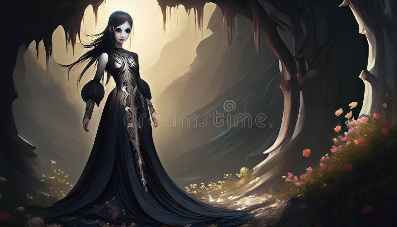 Fantasy Girl In Dark Forest Stock Illustration Illustration Of Light