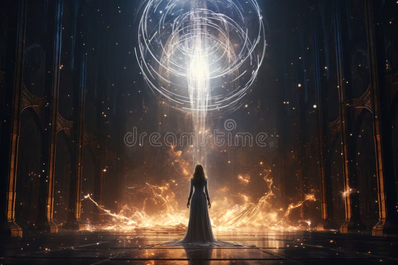 Fantasy Girl Gets Cosmic Power Generative Ai Stock Image - Image of ...
