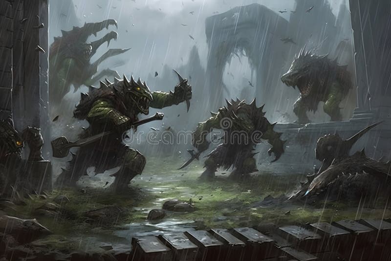 Fantasy Goblin Battle. Neural Network AI Generated Stock Illustration ...