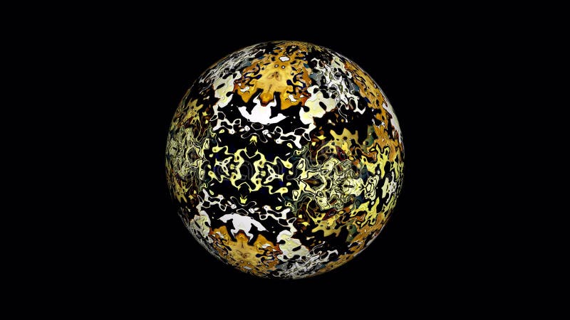 Fantasy Gold Black Gradient Alien Globe Loop Rotation Stock Video ...