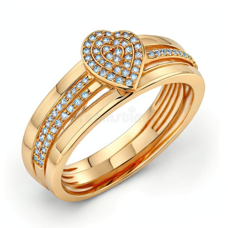 Fantasy Gold Ring with Diamond on White Background Stock Illustration ...