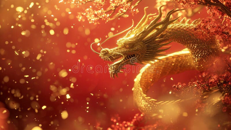 A Fantasy Golden Dragon Flying Stock Illustration - Illustration of ...