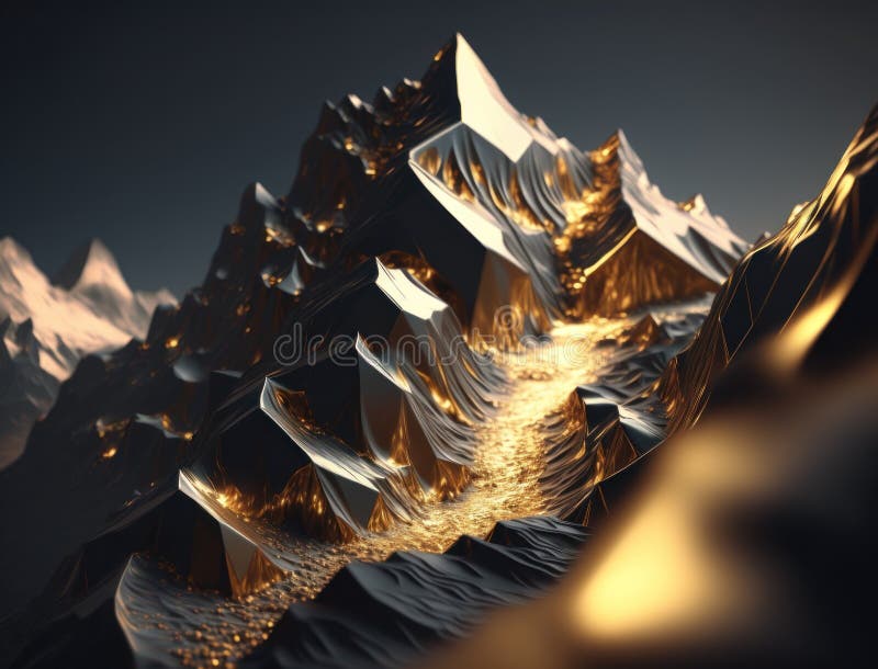 Fantasy Golden Mountains Background Created with Generative AI ...