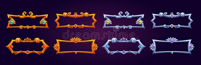 Fantasy Golden and Silver Frames for Rpg Game Stock Illustration ...