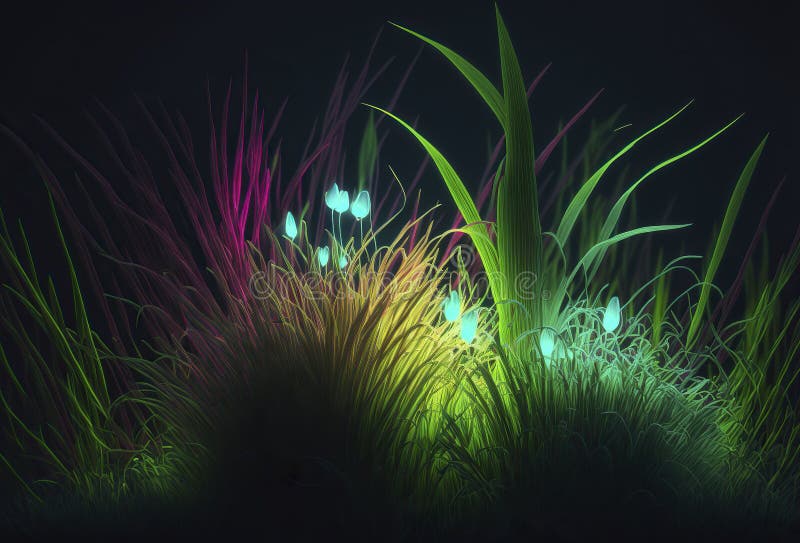 Fantasy Grass, Neon Colors. Generative AI Stock Illustration ...