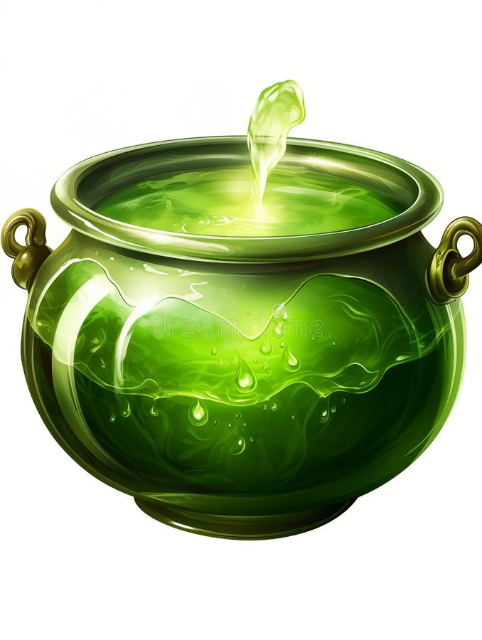Fantasy Green Potion in Mystical Cauldron with Magical Glow Stock ...