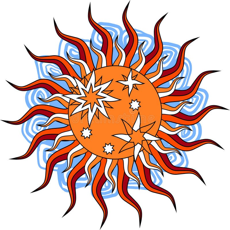Fantasy Hand Drawn Sun Over White. Vector Stock Vector - Illustration ...