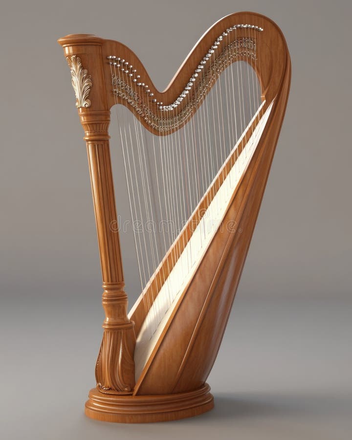 Fantasy Harp with Pastel Moonlight Strings on a Solid Charcoal Grey ...