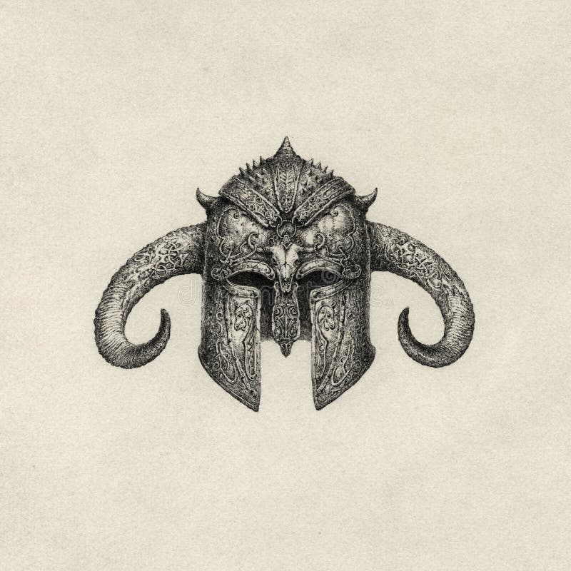 Fantasy helmet; stock illustration. Illustration of sepia - 21874315