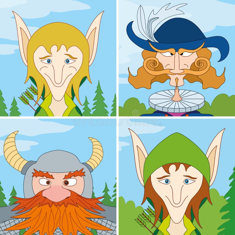 Fantasy Heroes, Set Avatars Stock Vector - Illustration of merlin ...
