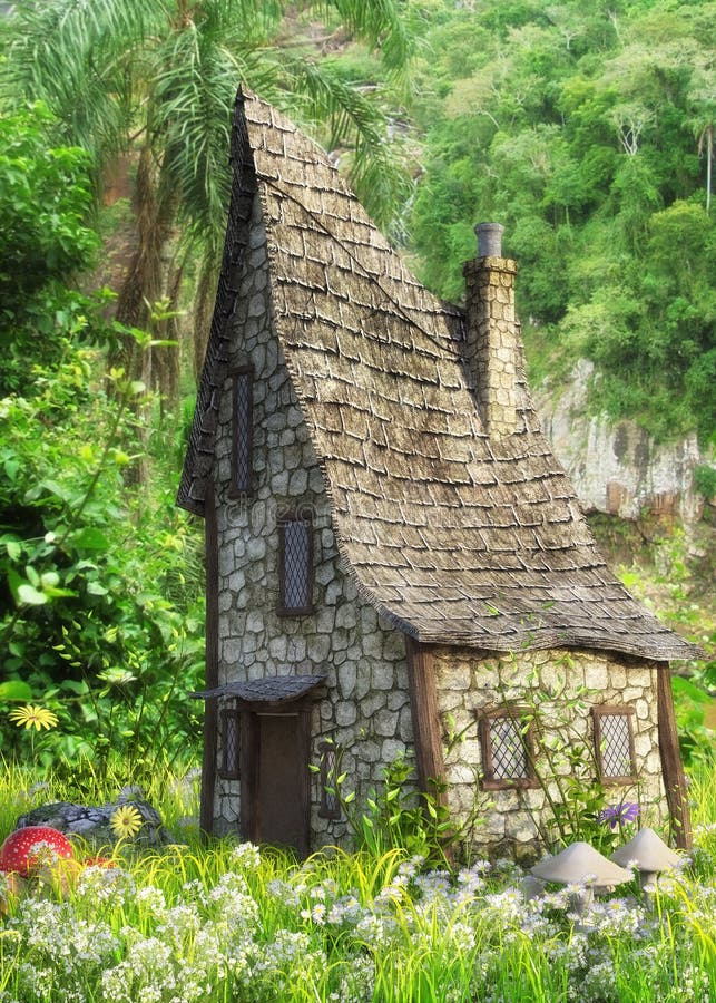 Fantasy house in forest stock illustration. Illustration of forest ...