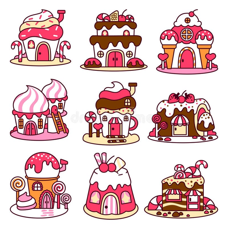 Fantasy House Made of Sweets and Candy Stock Illustration ...